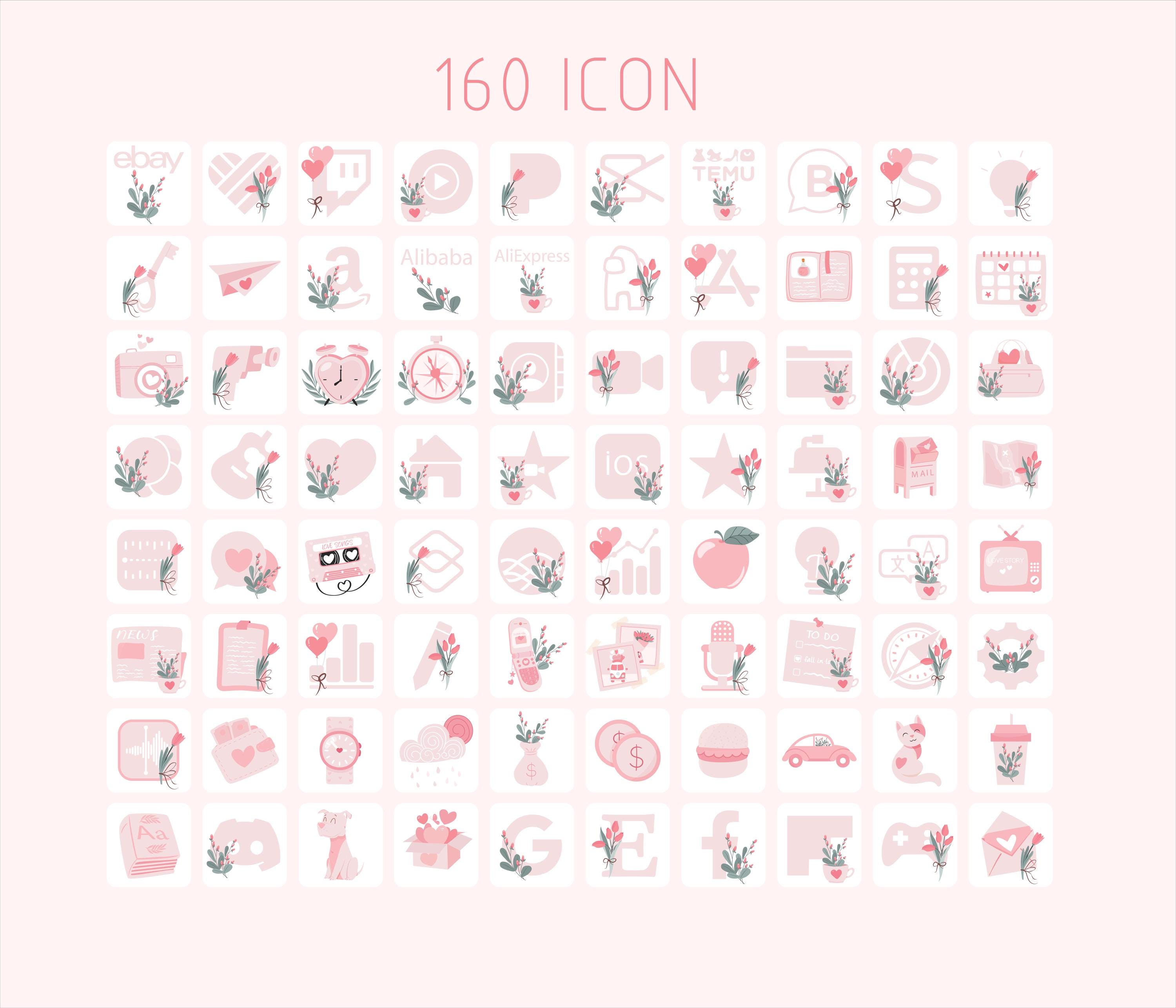 Pink Lover App Icon Set, Pink App Icon Pack, Pink App Icon Set, Ios App ...