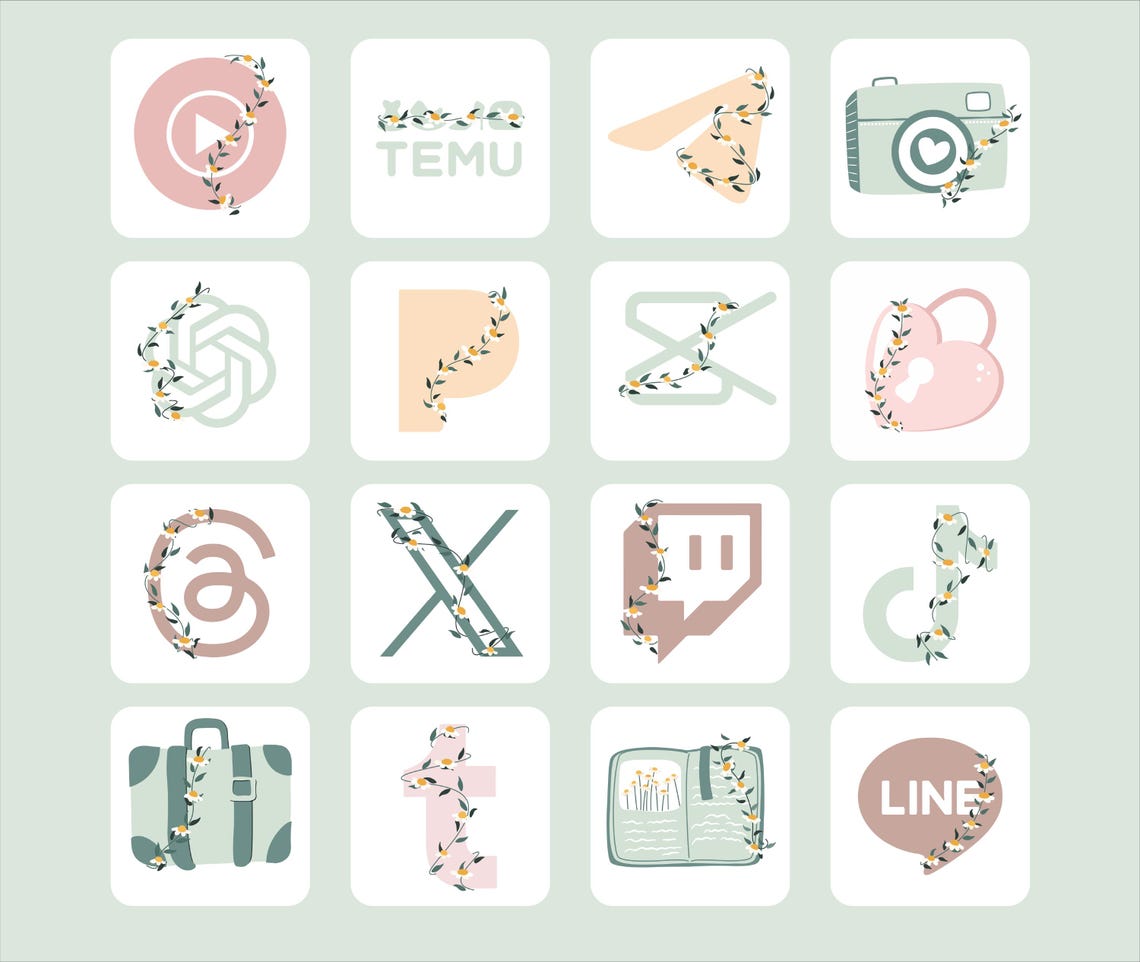 Daisy App Icons, Daisy App Icon Set, Ios App Icons, Flower App Icons ...