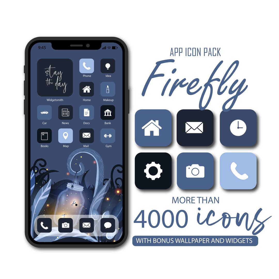 Firefly App Icon Pack: Navy Blue Ios/android Theme (digital Download ...