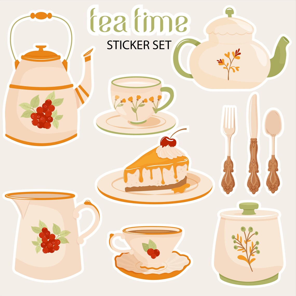 Tea Time Sticker Set, Tea Timepng File, Goodnotes Sticker Set ...