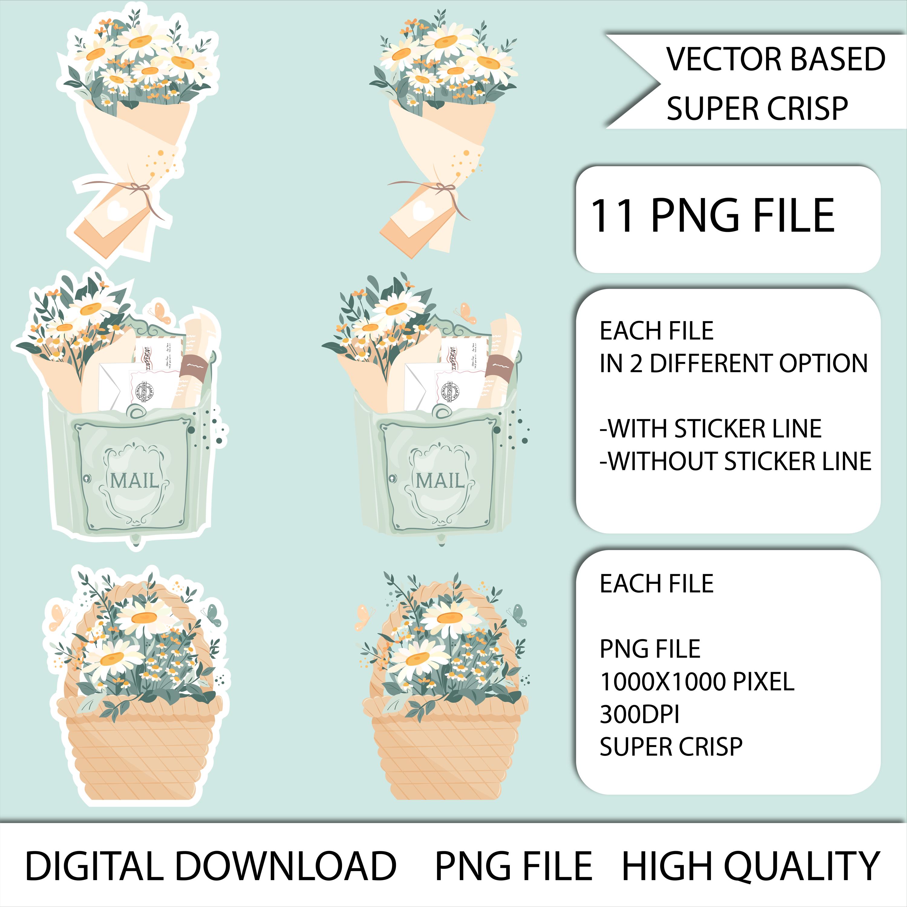 Daisy Sticker Set, Daisy Png File, Goodnotes Sticker Set, Printable ...