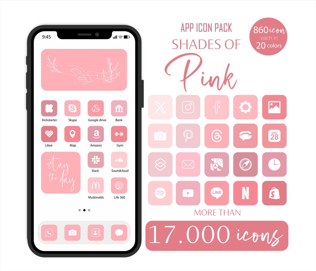 Pink App Icon Set, App Icon Set, App Icon Pack Ios App Icons, Pink App ...