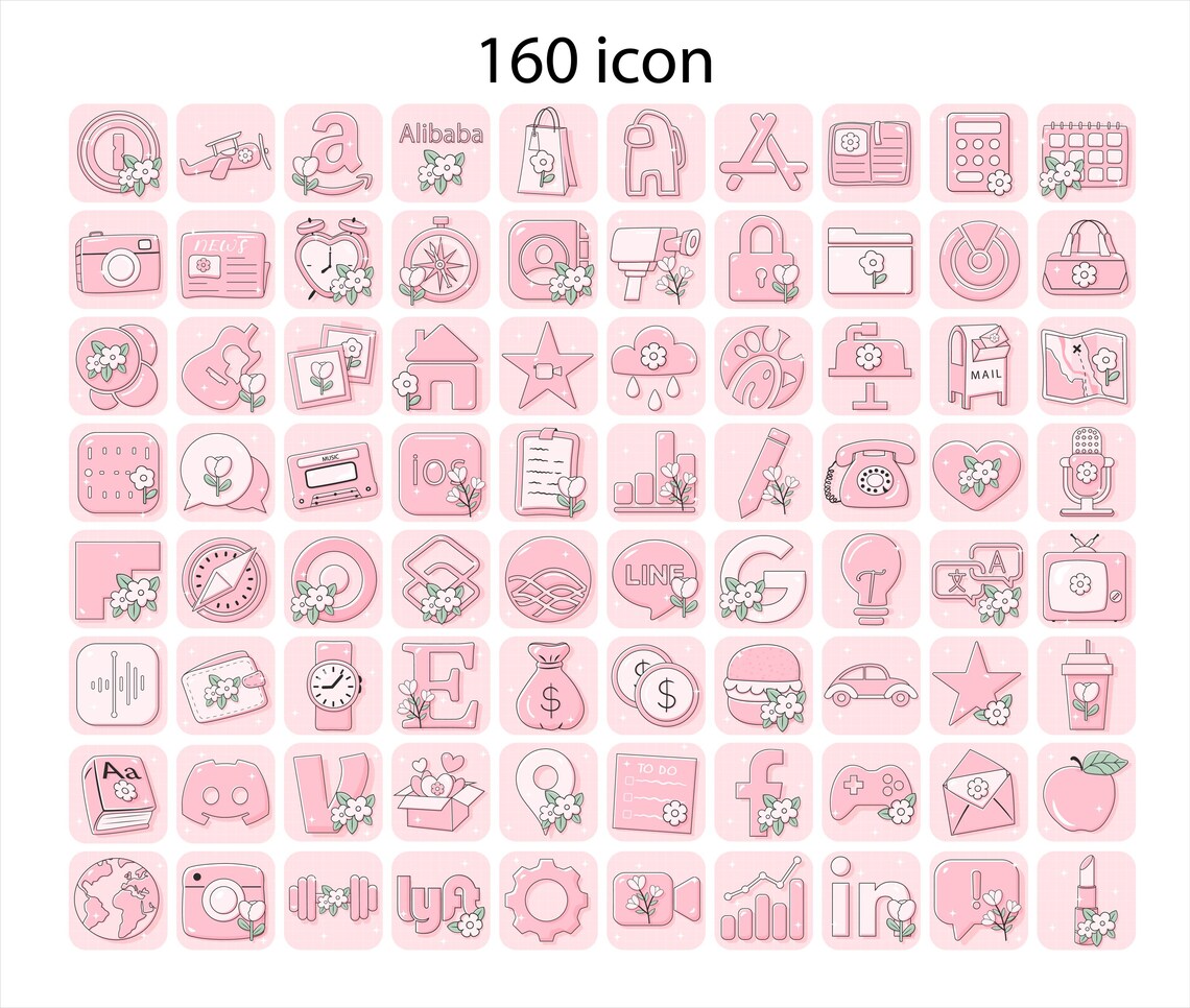Pink Dream App Icon Set: 160 Ios Android Icons, Wallpapers & Widgets ...