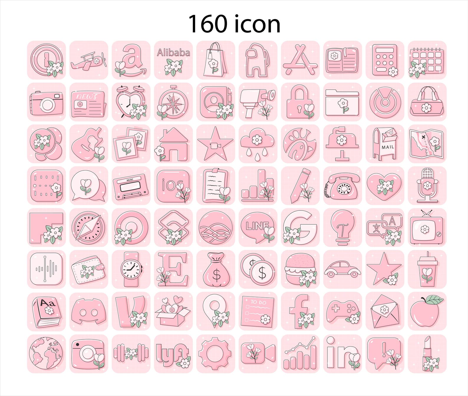 Pink Dream App Icon Set: 160 Ios Android Icons, Wallpapers & Widgets ...