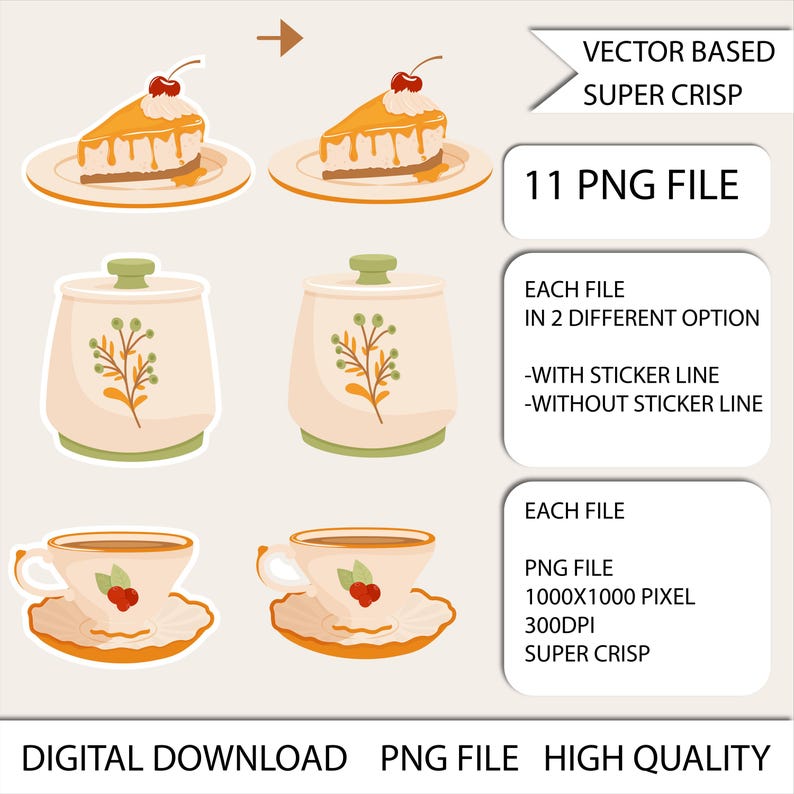 Tea Time Sticker Set, Tea Timepng File, Goodnotes Sticker Set ...