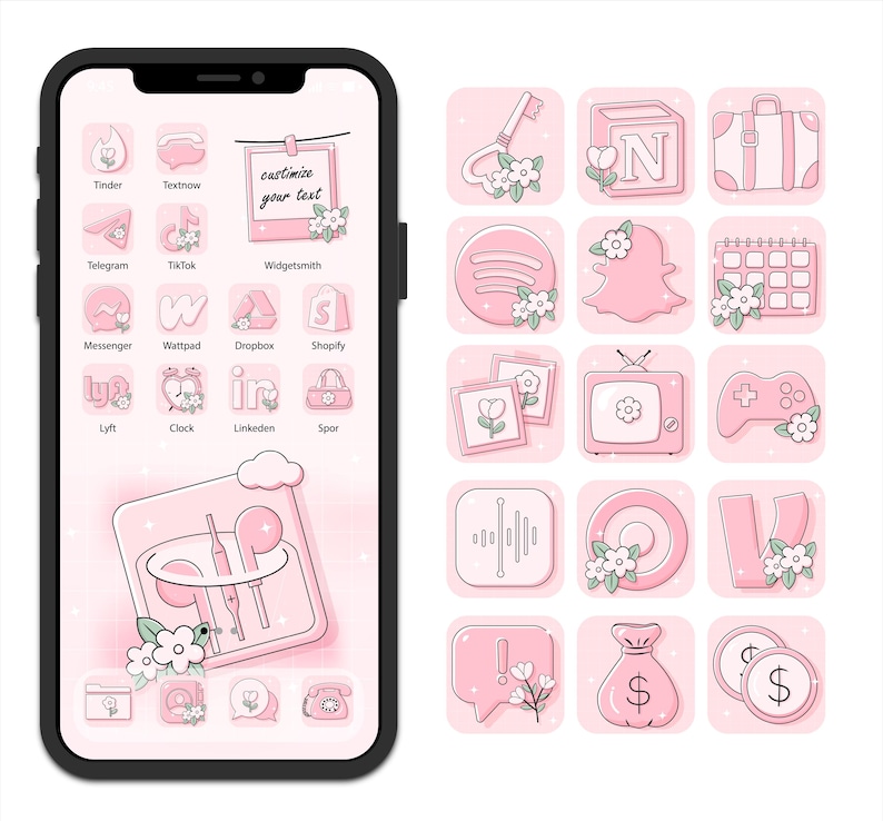 Pink Dream App Icon Set: 160 Ios Android Icons, Wallpapers & Widgets ...