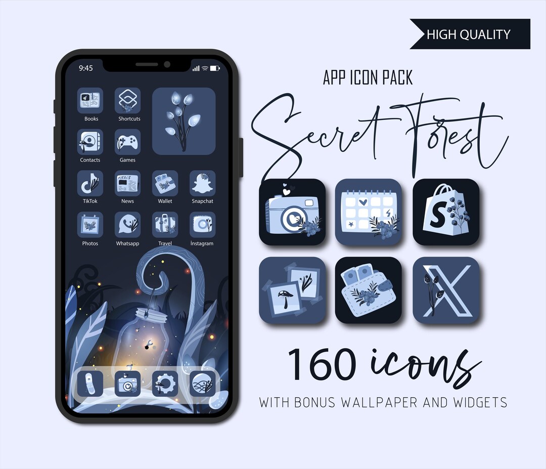 Secret Forest App Icon Set: 160 Hand-drawn Icons, Wallpaper & Widgets ...