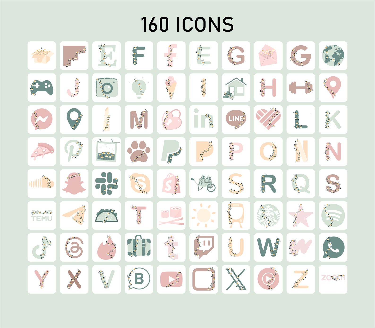 Daisy App Icons, Daisy App Icon Set, Ios App Icons, Flower App Icons ...