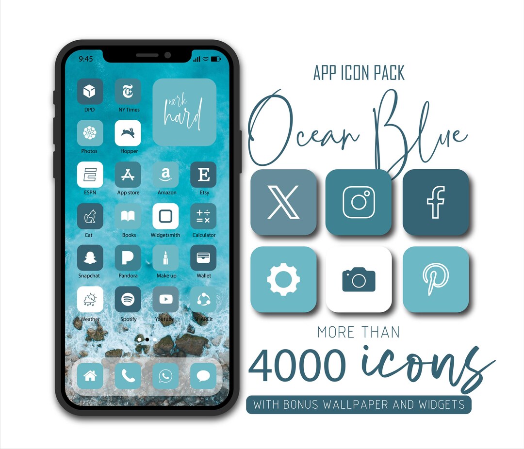 Ocean Blue APP Icon Pack, App Icon Set, Ios App Icons, Blue App Icon ...