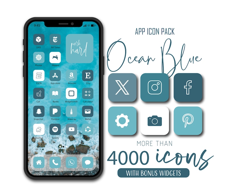 Ocean Blue APP Icon Pack, App Icon Set, Ios App Icons, Blue App Icon ...