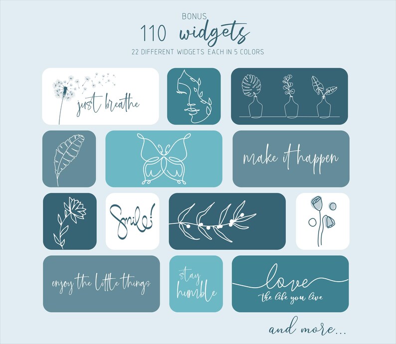 Ocean Blue App Icon Pack, Ios Android Widgets (digital Download) - Etsy
