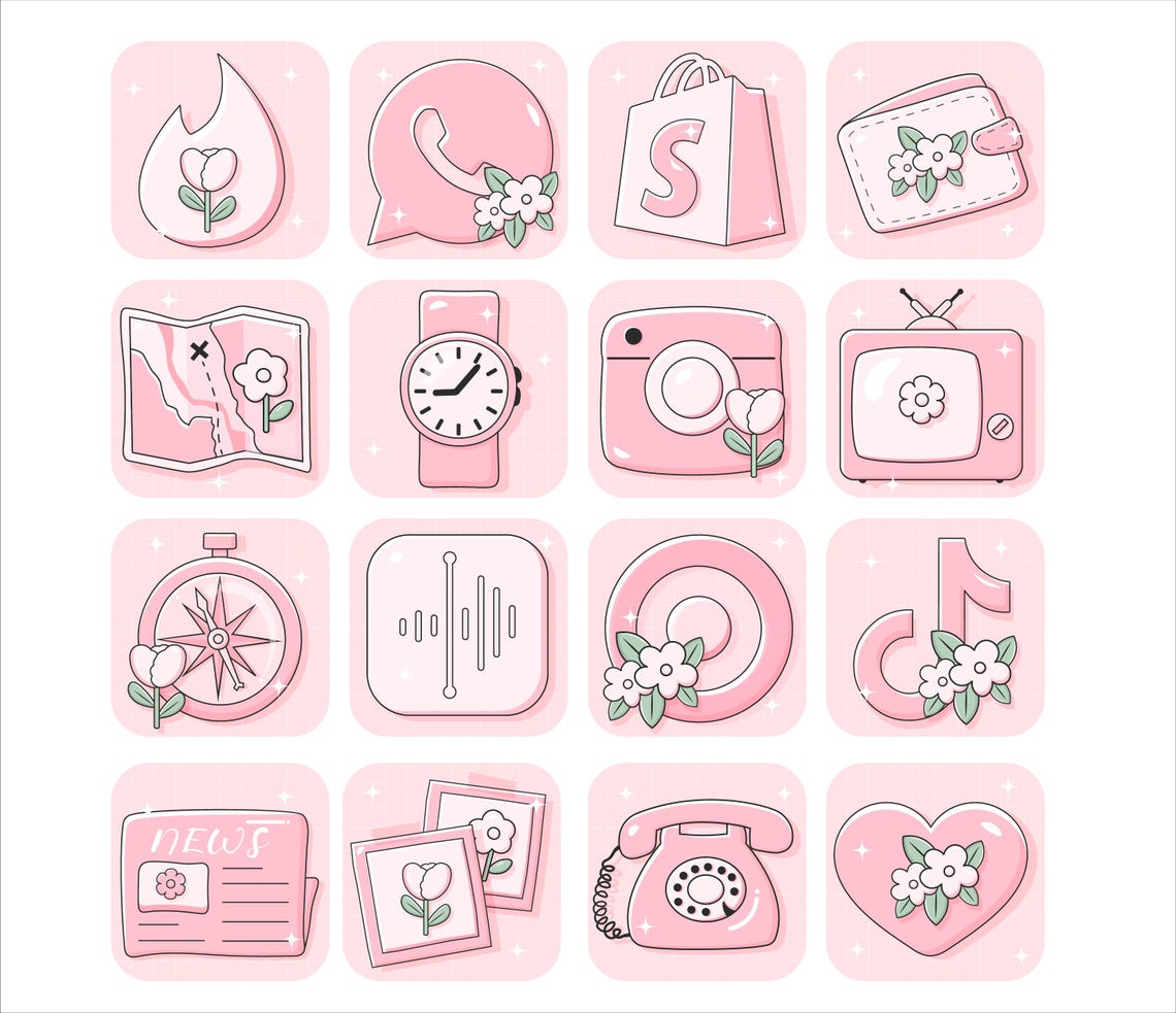 Pink Dream App Icon Set: 160 Ios Android Icons, Wallpapers & Widgets ...