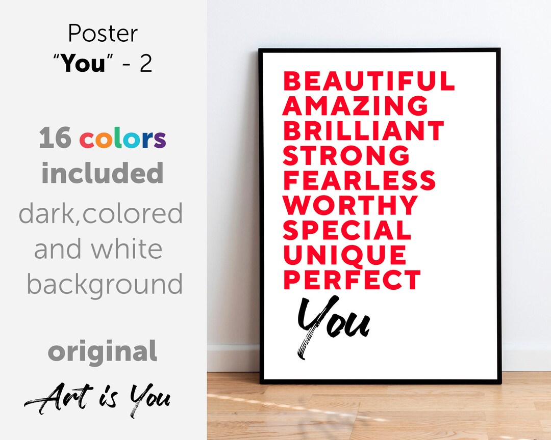 Poster you Positive Poster Motivational & - Etsy