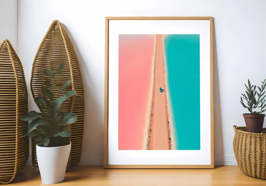 The Pink & Blue Lake Art Print, Printable Landscape Print, Nature Art ...