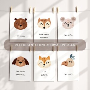 24 Children's Affirmation Cards, Happy Face Affirmation Cards, Positive ...