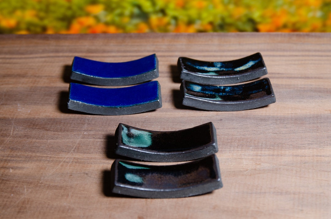 Set of Curved Porcelain Chopstick Rests – Handmade Ceramic Pen ...