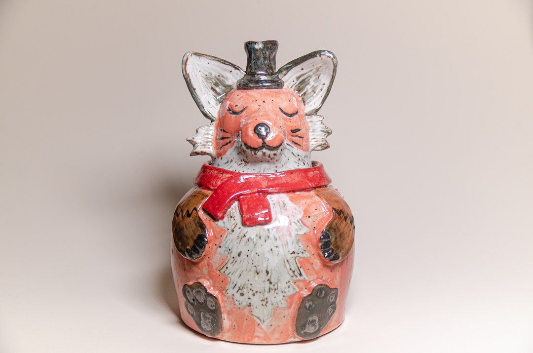 Smiling Fox Cookie Jar – Cartoon Animal Snack Jar, Corgi Keepsake Jar ...