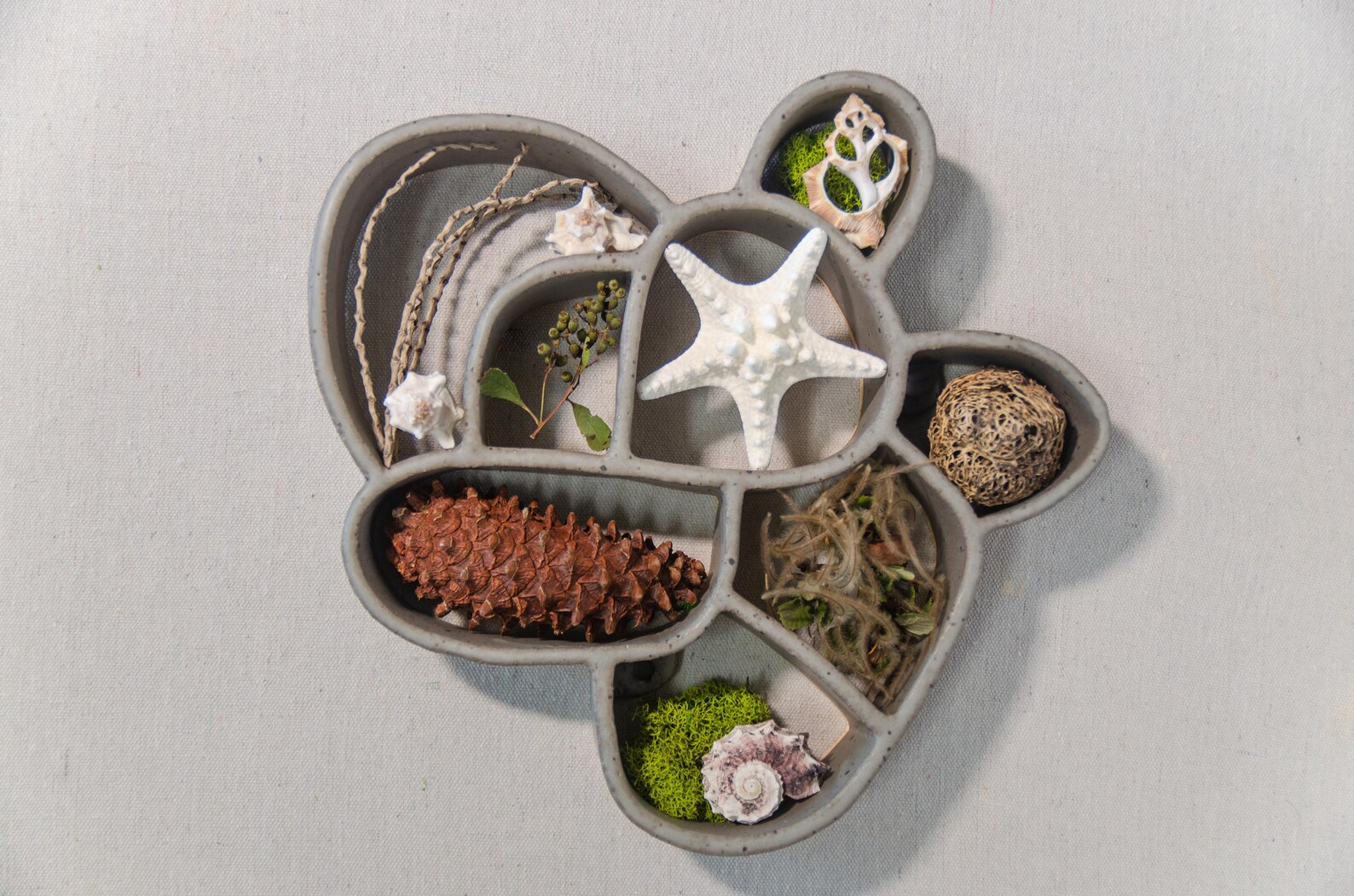 Gray Curio Display Unit – Hand Built Ceramic Trinket Holder, Ceramic ...