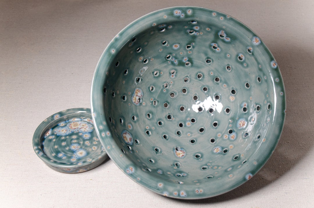 Exploding Galaxy Ceramic Colander & Saucer – Wheel-thrown Stoneware Strainer and Dish, Celestial ...