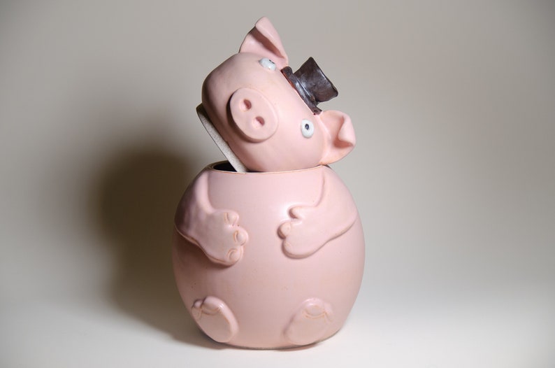 Pink Pig Cookie Jar – Handmade Ceramic Snack Jar, Whimsical Farm Animal ...