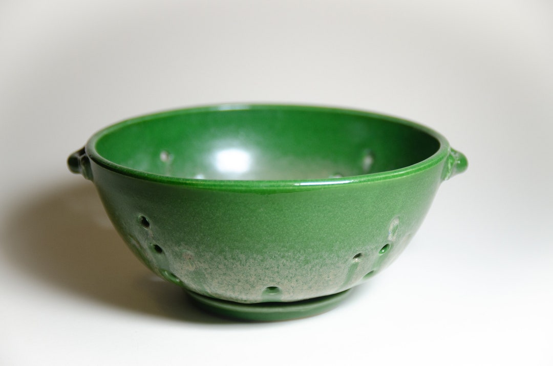 Shamrock Green Porcelain Berry Bowl/colander/strainer Wheel-thrown ...