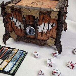 Handcrafted Mimic Chest – Dnd & MTG Deck Box – Custom Dice Holder - Etsy