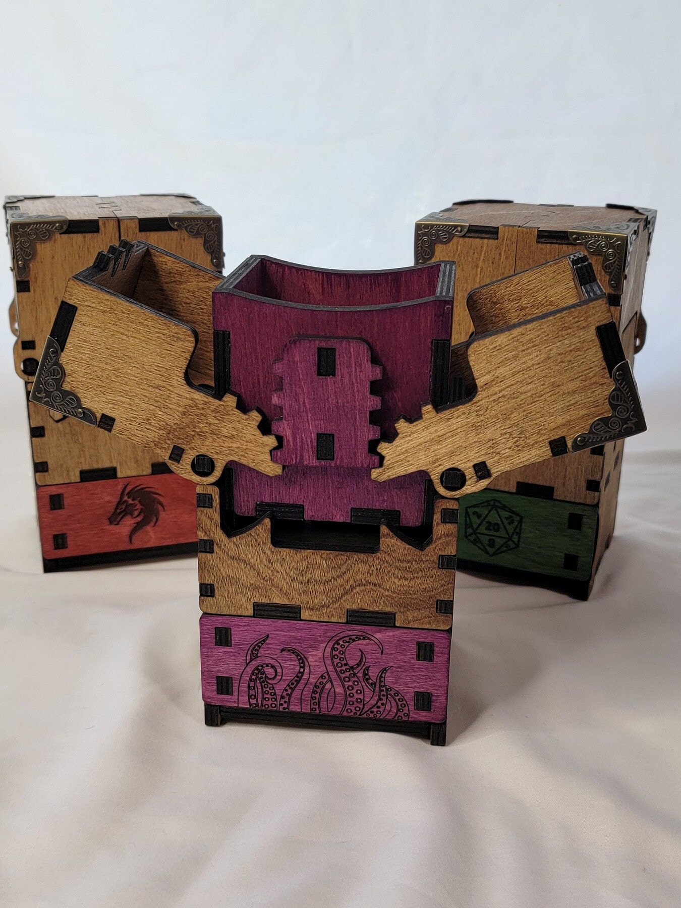 Handcrafted Dice & Game Card Storage Box Unique Mechanism Ideal for Dnd ...