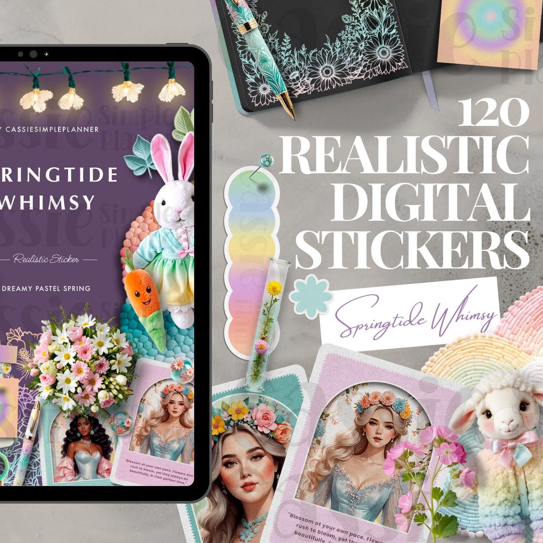 Realistic Digital Sticker | Springtide Whimsy Kit - Etsy