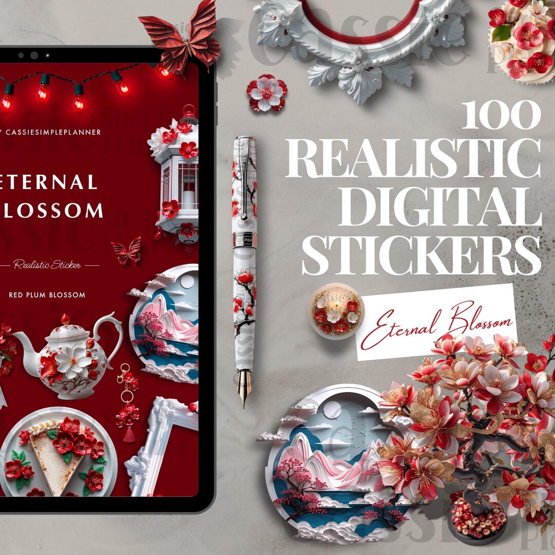 Realistic Digital Sticker | Eternal Blossom Kit - Etsy