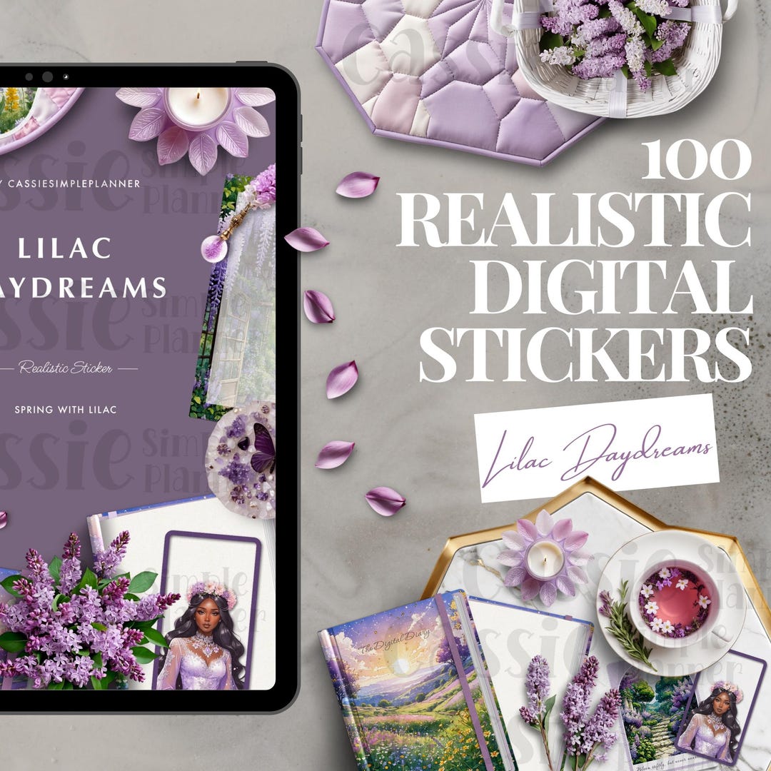 Realistic Digital Sticker | Lilac Daydreams Kit - Etsy