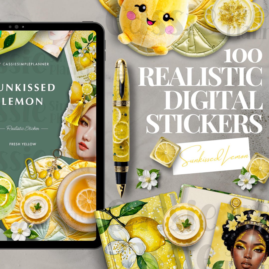 Realistic Digital Sticker | Sunkissed Lemon Kit - Etsy