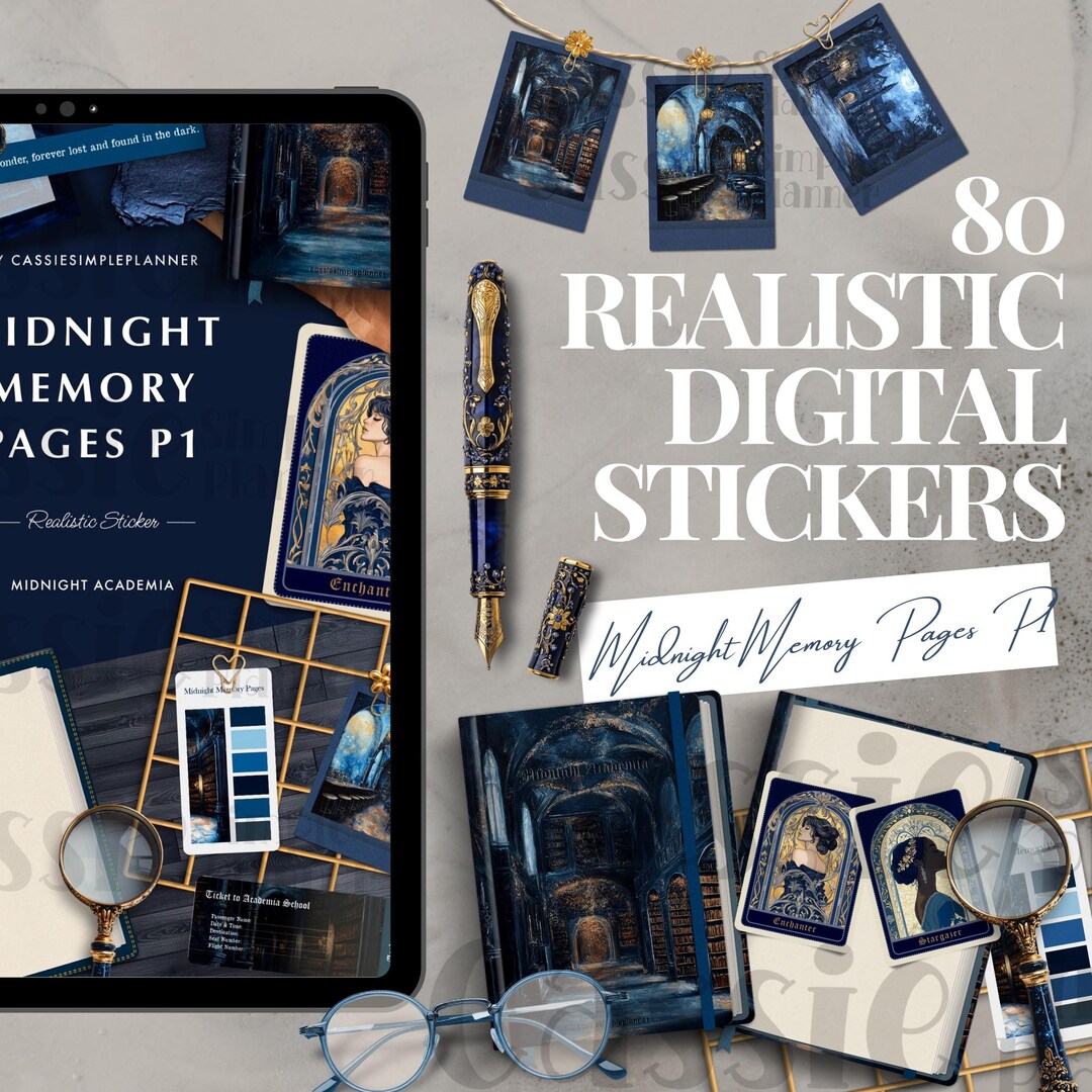 Realistic Digital Sticker | Midnight Memory Pages P1 Kit - Etsy