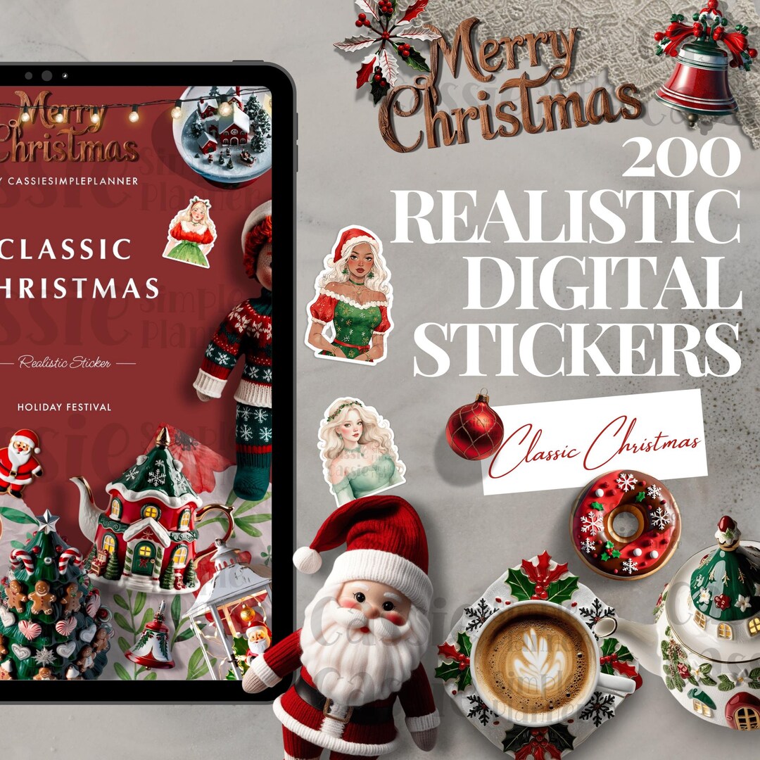 Realistic Digital Sticker | Classic Christmas Kit - Etsy