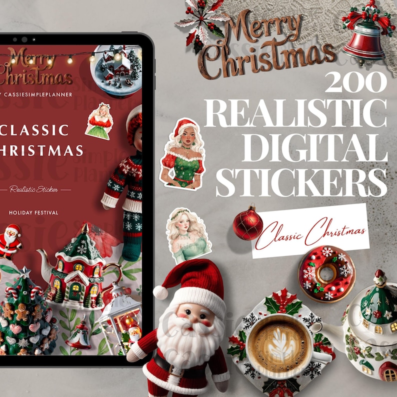 Realistic Digital Sticker | Classic Christmas Kit - Etsy