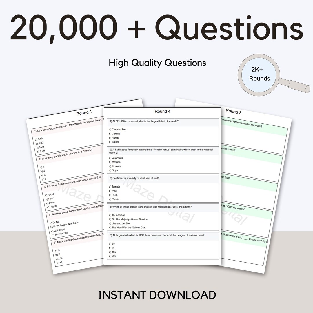 20,000 Ultimate Trivia Question Pack - Etsy