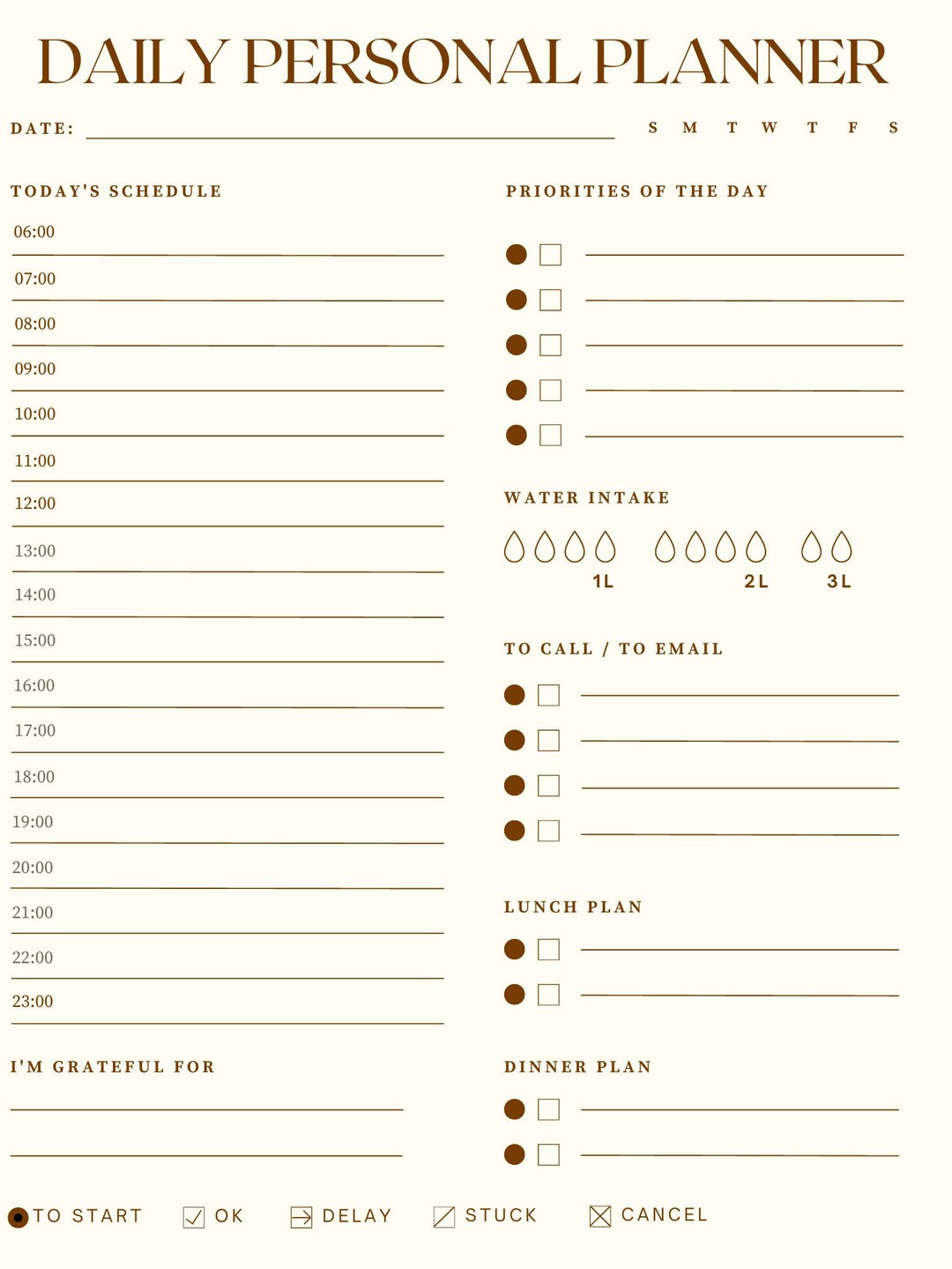 Daily Personal Planner - Printable - Etsy
