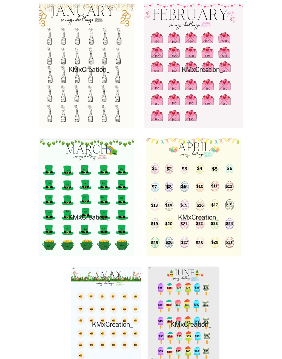 6 Month Savings Challenge Jan-june - Etsy