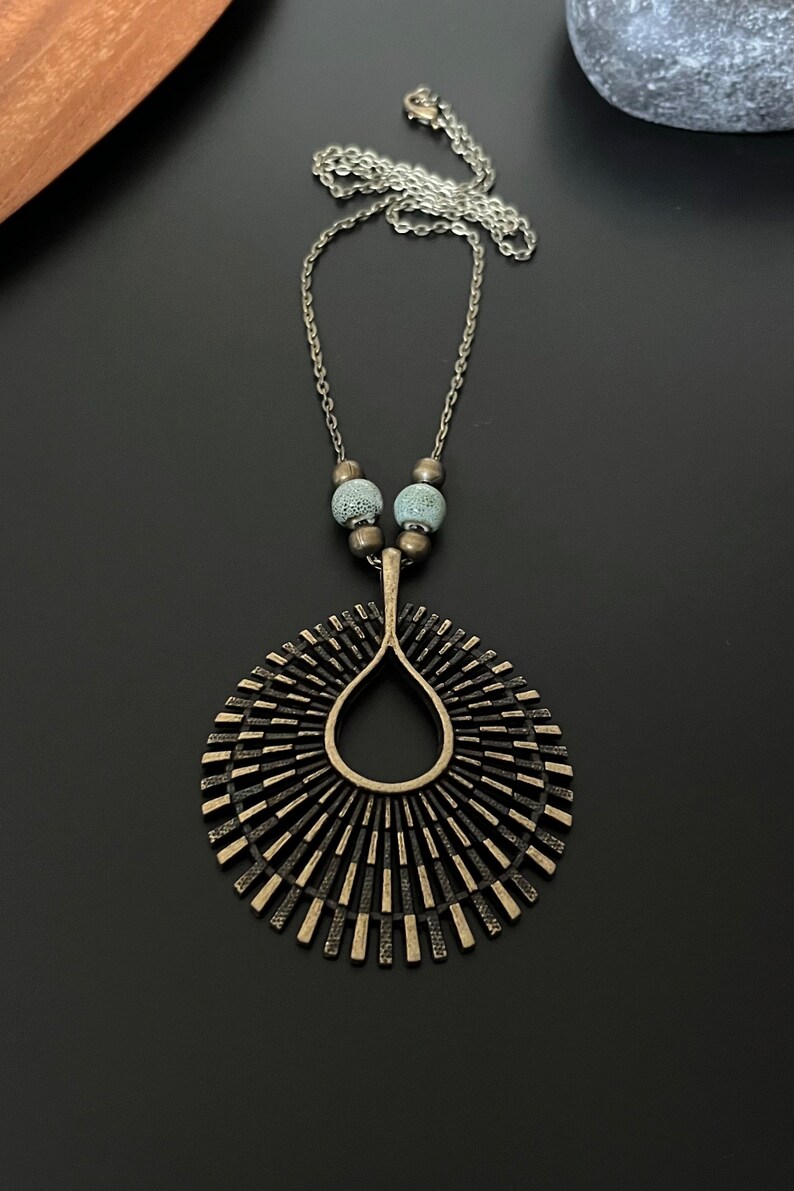 Boho Necklaces for Women, Bronze Large Necklaces, Bohemian Antique Gold ...