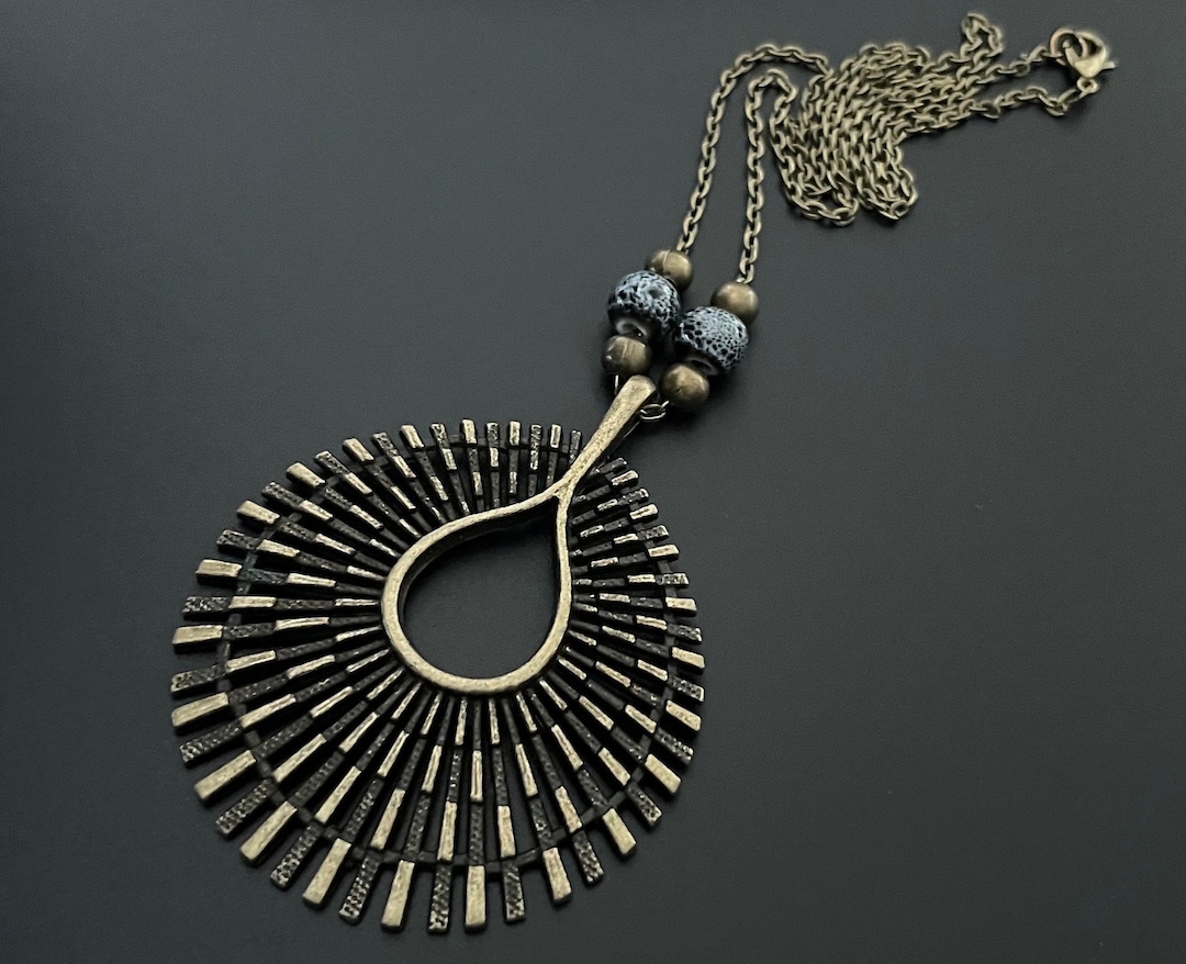 Boho Necklace for Women, Bronze Large Necklaces, Bohemian Antique Gold ...