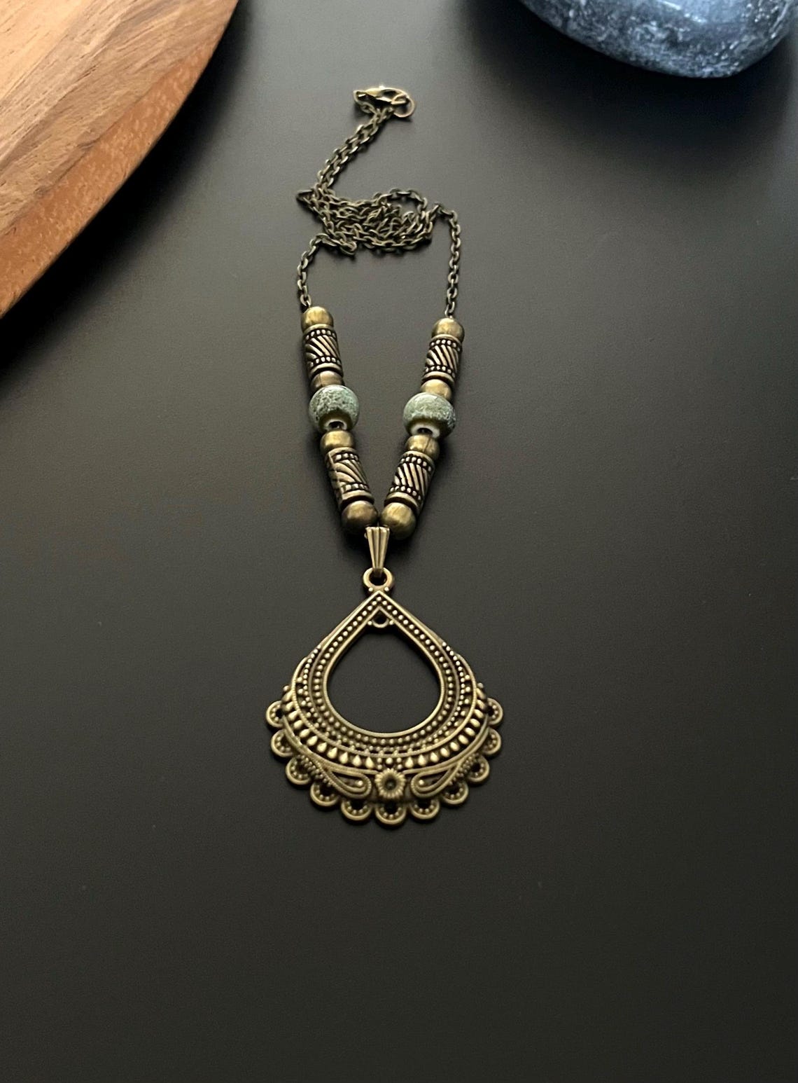 Boho Necklaces for Women, Bronze Large Necklaces, Bohemian Antique Gold ...