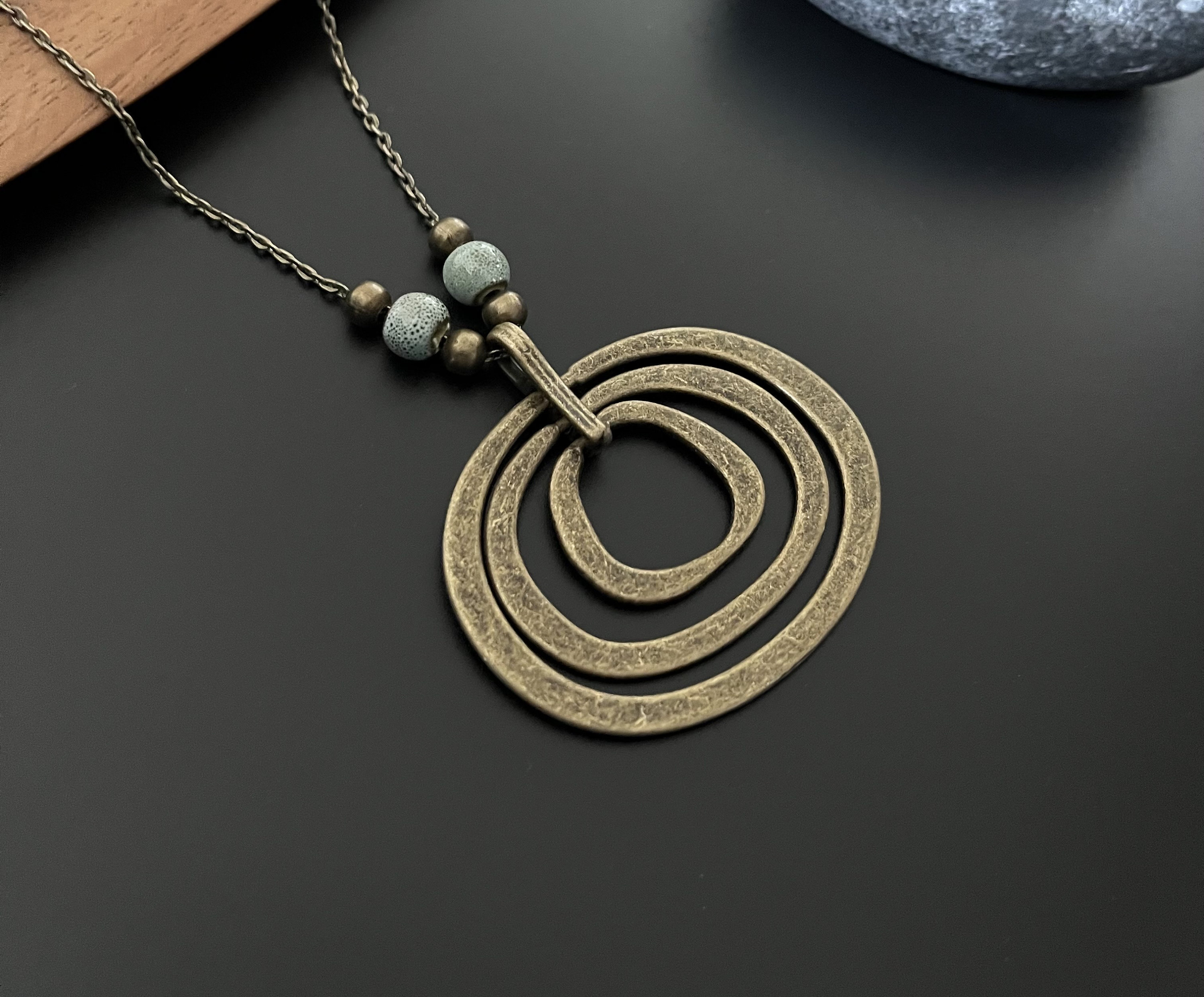 Boho Necklaces for Women, Bronze Large Necklaces, Bohemian Antique Gold ...