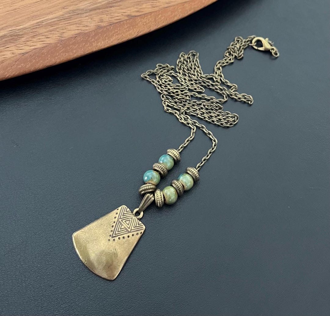 Boho Necklace, Women’s Necklace, Bohemian Necklace, Choker, Bronze ...