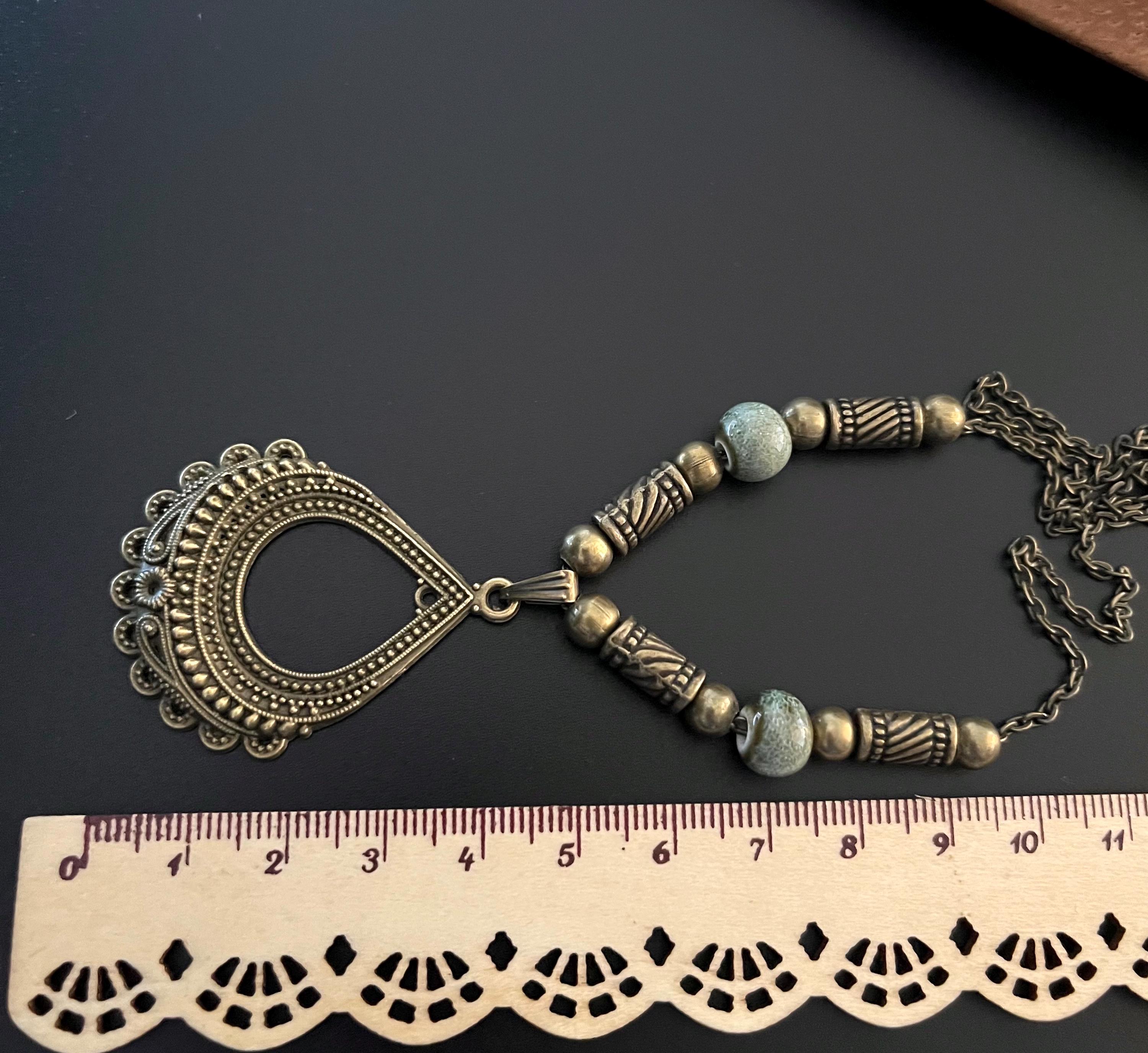 Boho Necklaces for Women, Bronze Large Necklaces, Bohemian Antique Gold ...
