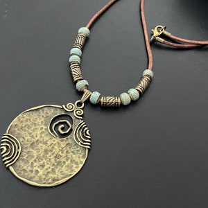 Boho Necklaces, Tan Leather Ethnic Necklaces, Long Beaded Necklaces ...