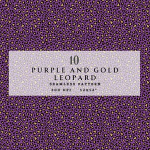 Purple and Gold Leopard Digital Paper, Seamless Leopard Spot Patterns ...