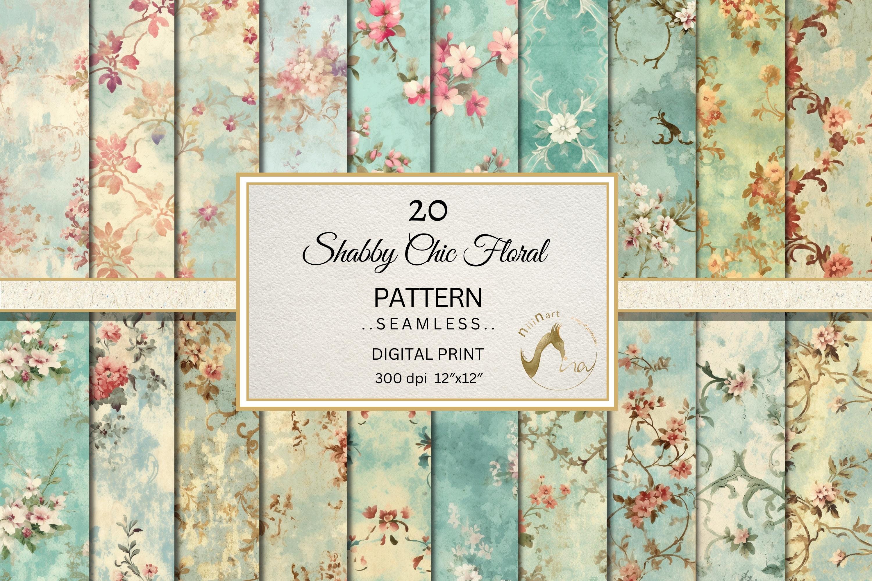 Seamless Vintage Flowers Digital Paper Shabby Chic Floral - Etsy