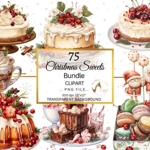 Watercolor Christmas Sweets Clipart Bundle, Christmas Candy, Cookies ...