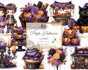 Watercolor Jack-o-lantern Clipart. Halloween Clipart. PNG - Etsy