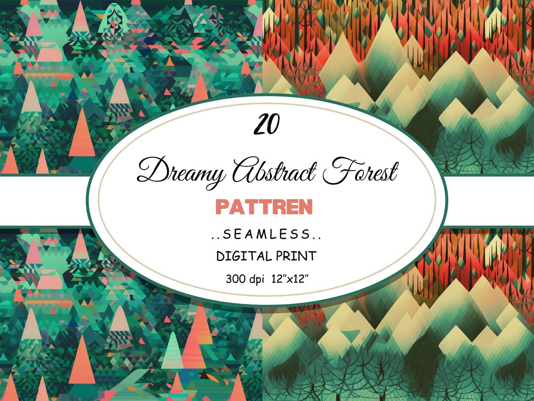 Dreamy Abstract Forest Seamless Digital Paper, Colorful Forest Pattern ...