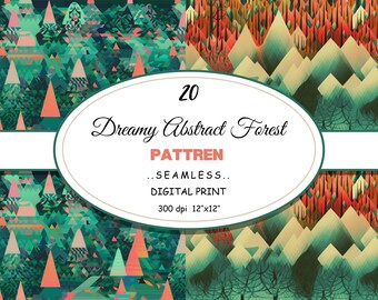 Dreamy Abstract Forest Seamless Digital Paper, Colorful Forest Pattern ...